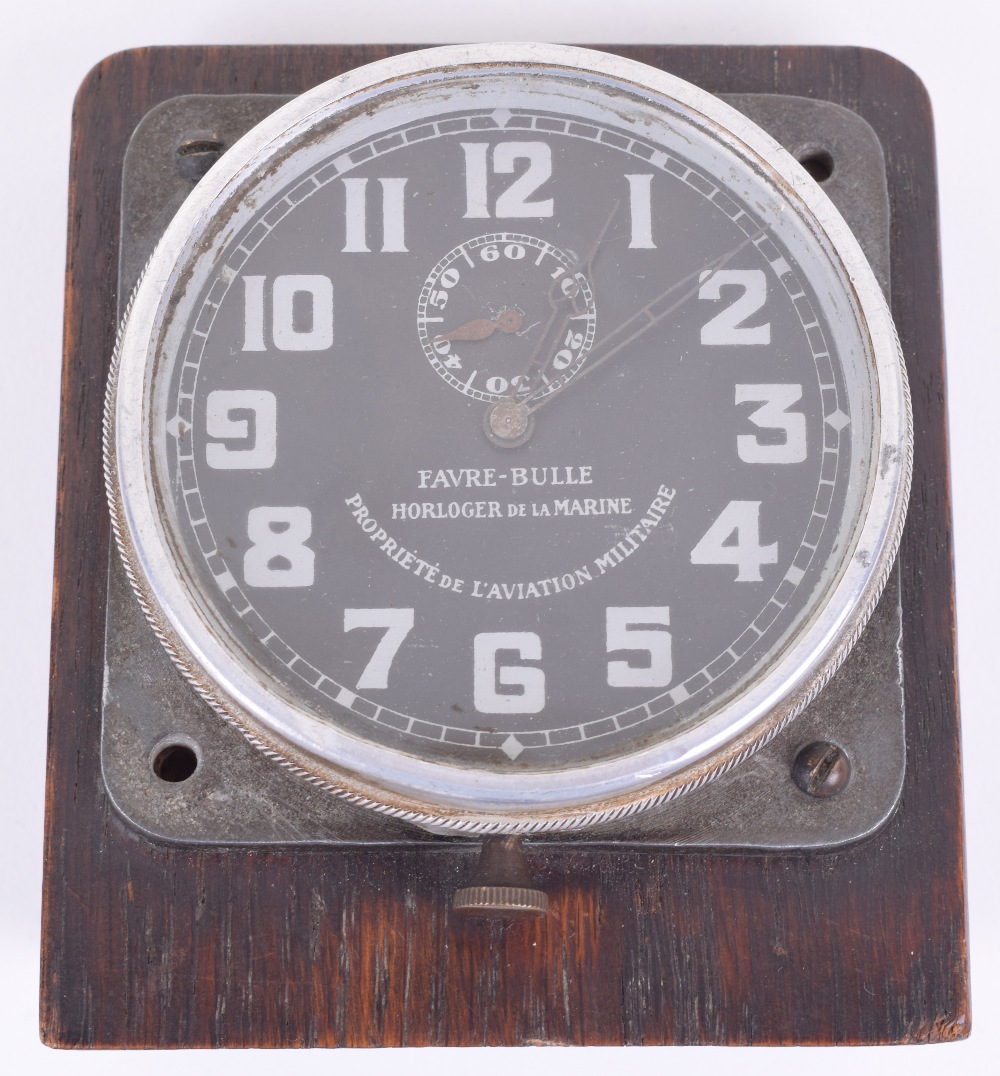 WW1 French Aircraft Clock, black dial with silver Arabic number ...