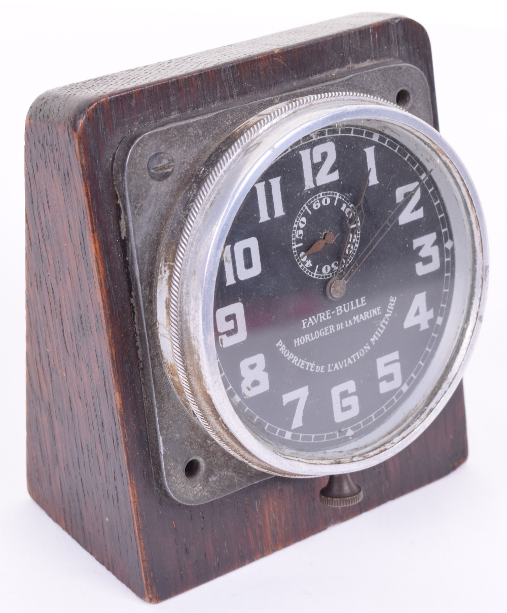 WW1 French Aircraft Clock, black dial with silver Arabic number ...