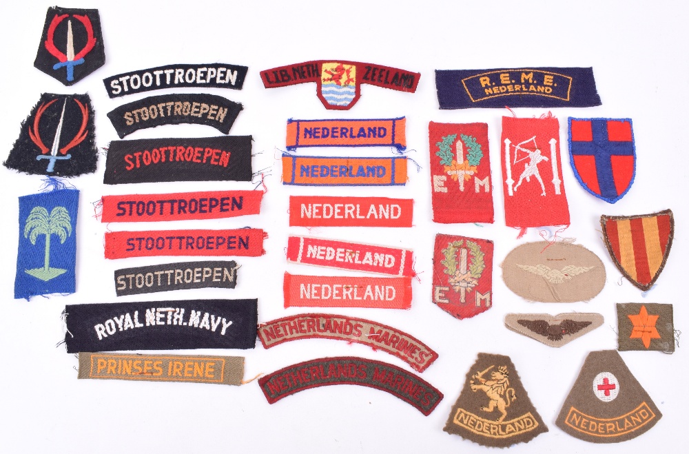 Selection of Dutch Army in Exile Cloth Insignia, consisting of various ...