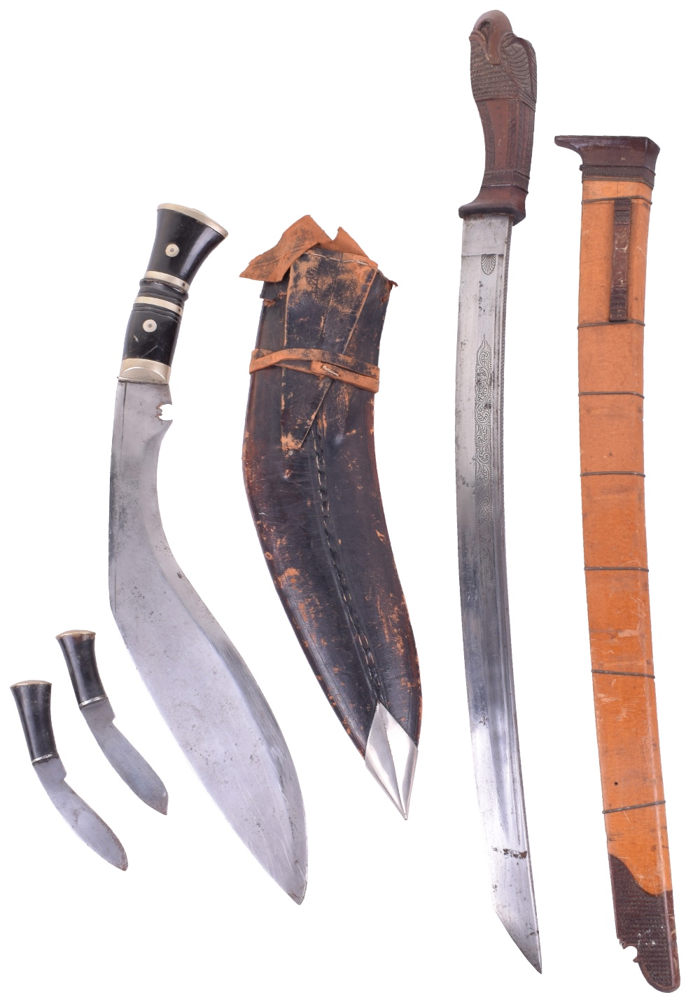 Indonesian Short Sword Klewang c.1900, curved single edge blade cut ...