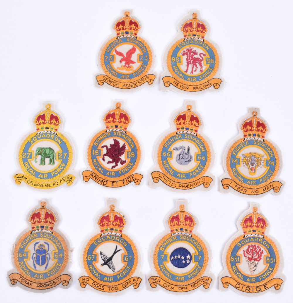 10x Royal Air Force Flight Suit Squadron Badges, all being embroidered ...