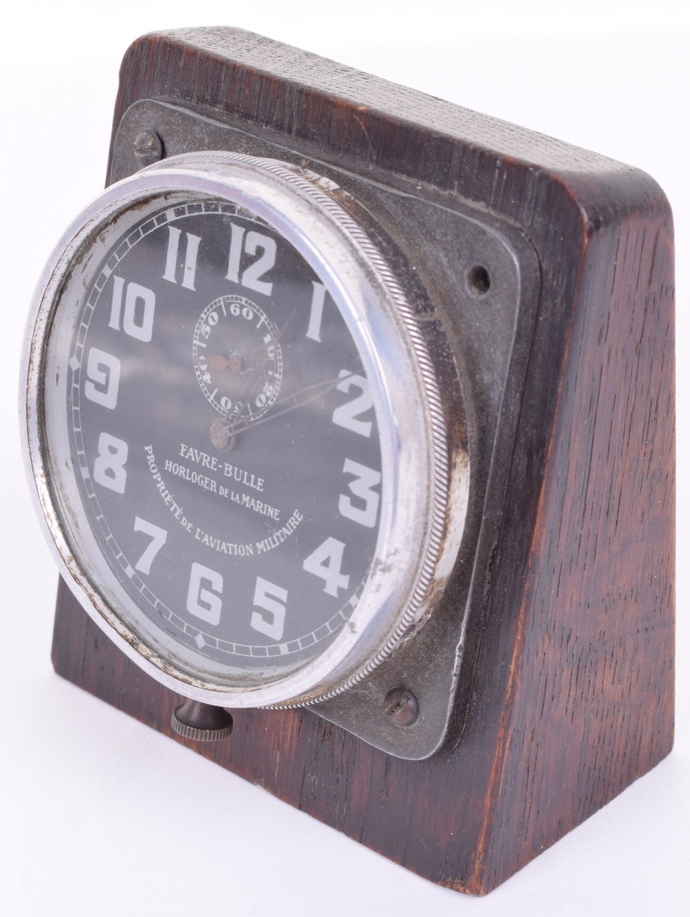 WW1 French Aircraft Clock, black dial with silver Arabic number ...