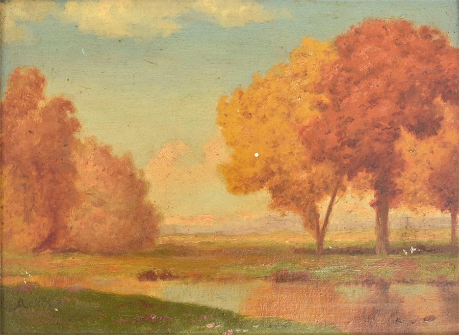 Frank Edward Ackerman oil on artists board english landscape of a tree ...