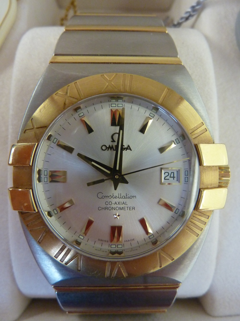 A STAINLESS STEEL TWO TONE OMEGA 'CONSTELLATION CO-AXIAL CHRONOMETER ...