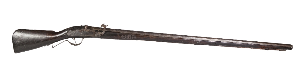 LATE 17th CENTURY MATCHLOCK LONG GUN/MUSKET having octagonal full ...