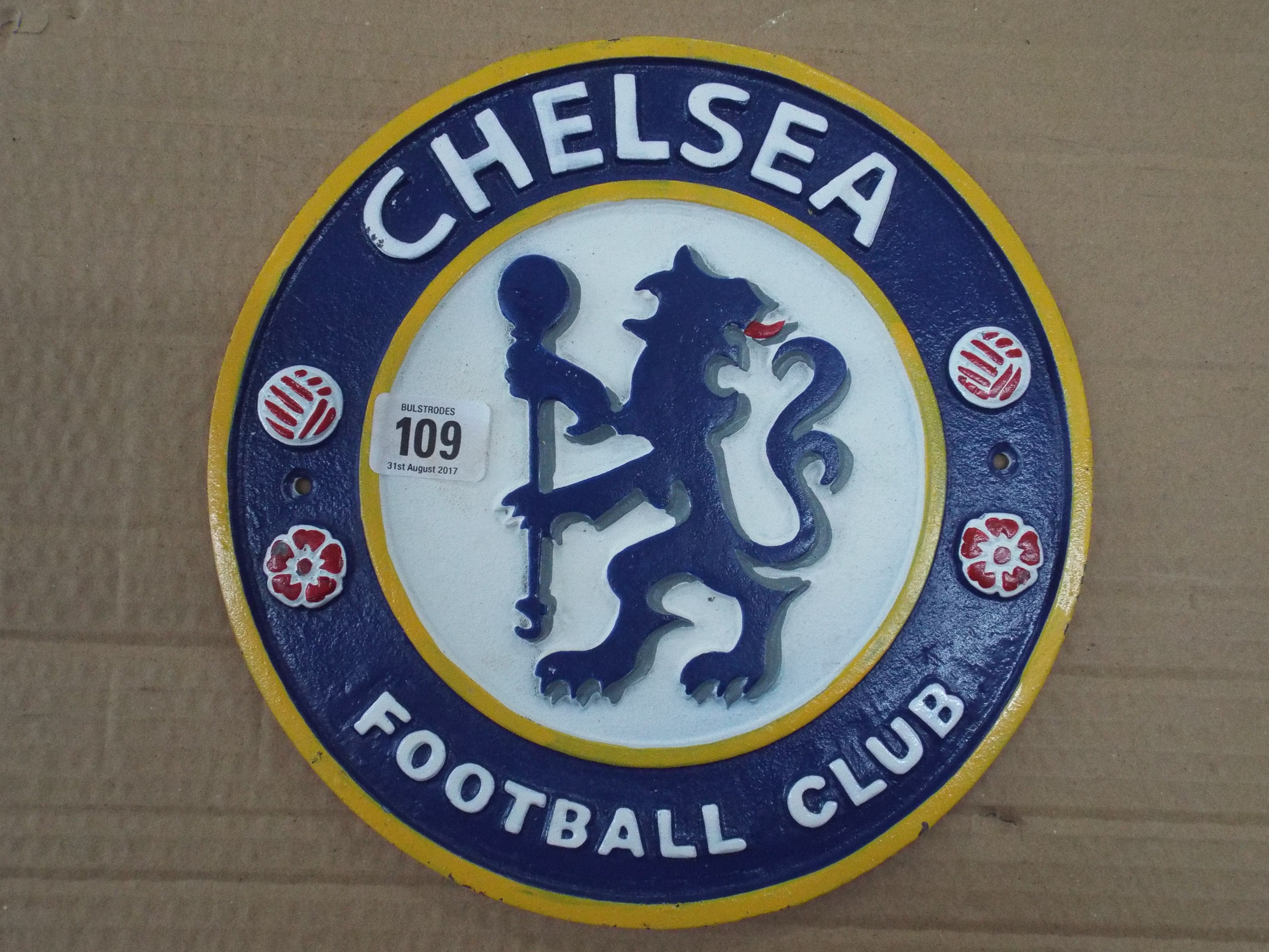 A cast iron Chelsea Football Club plaque