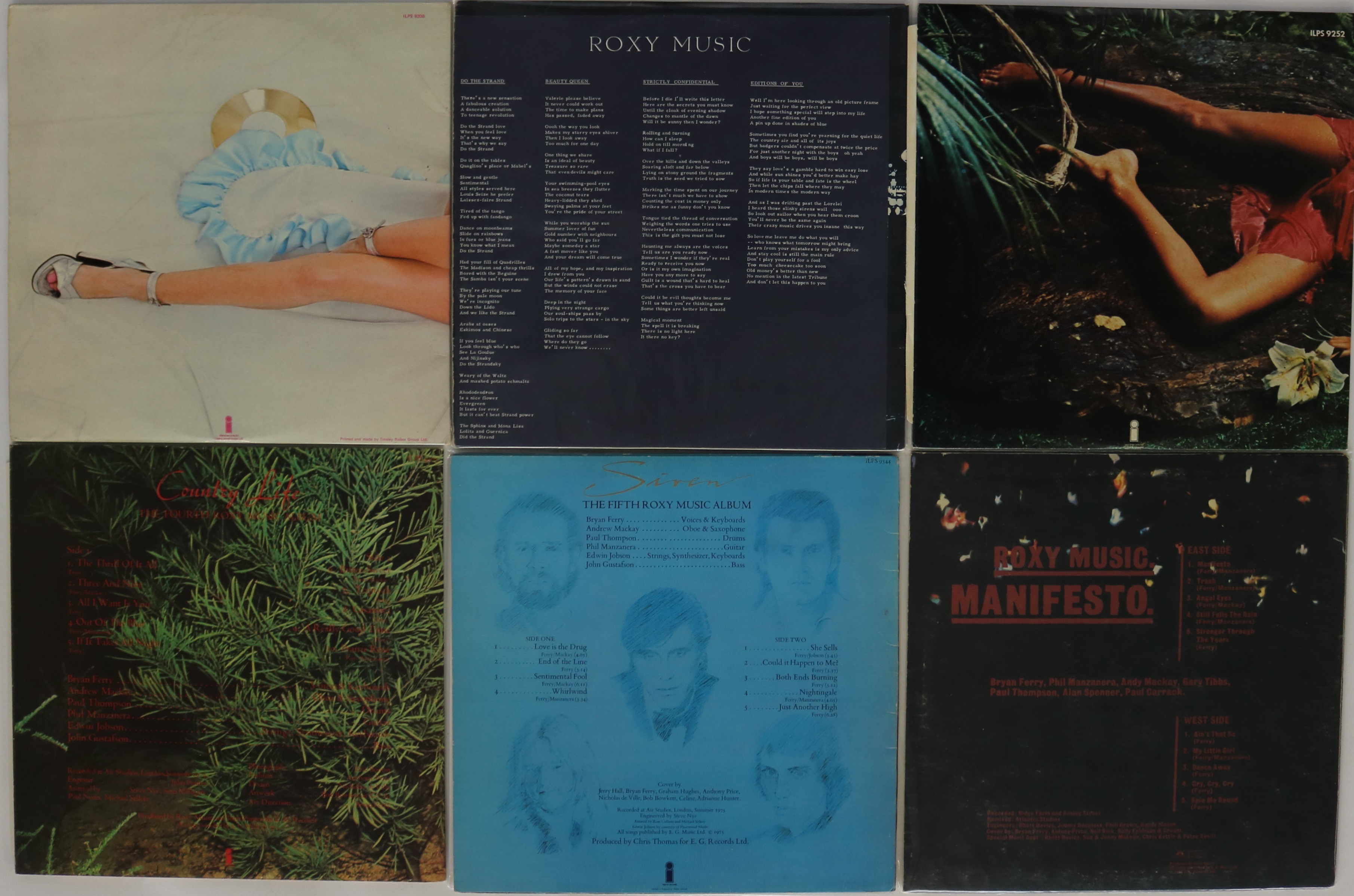 ROXY MUSIC - 6 x original title LPs for your pleasure now! Titles are S ...