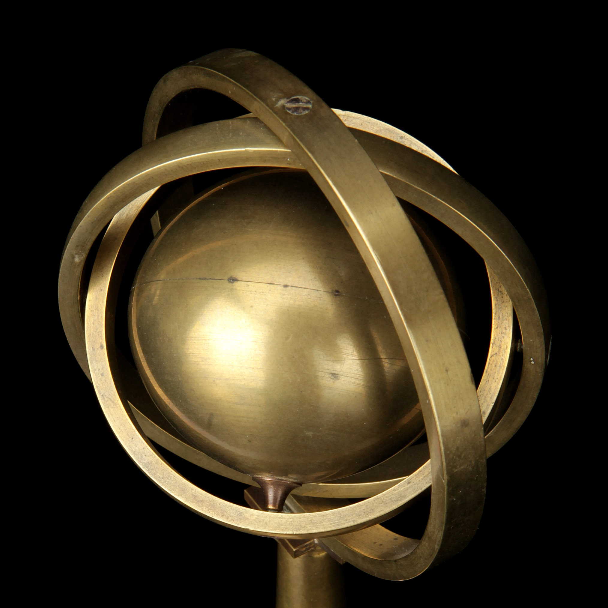 A Bohnberger's Sphere (Gyroscope), brass, the ball with string roller ...