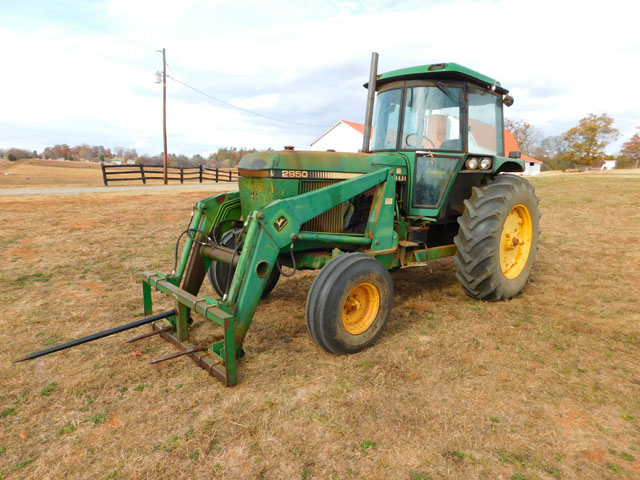 John Deere 2950 Tractor 2WD, Cab Kit, 2-remotes, PTO, w/ front end ...