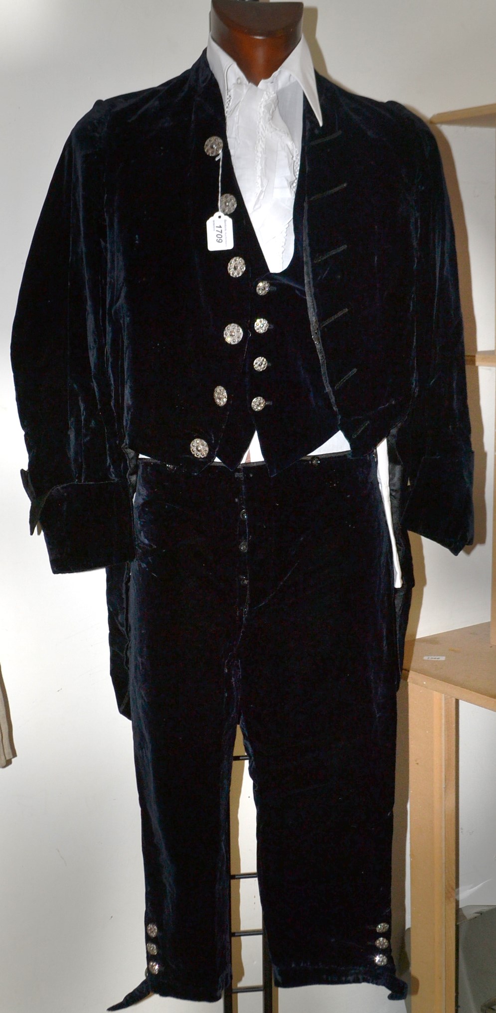 Vintage Costume - a Victorian blue silk velvet footman's outfit ...
