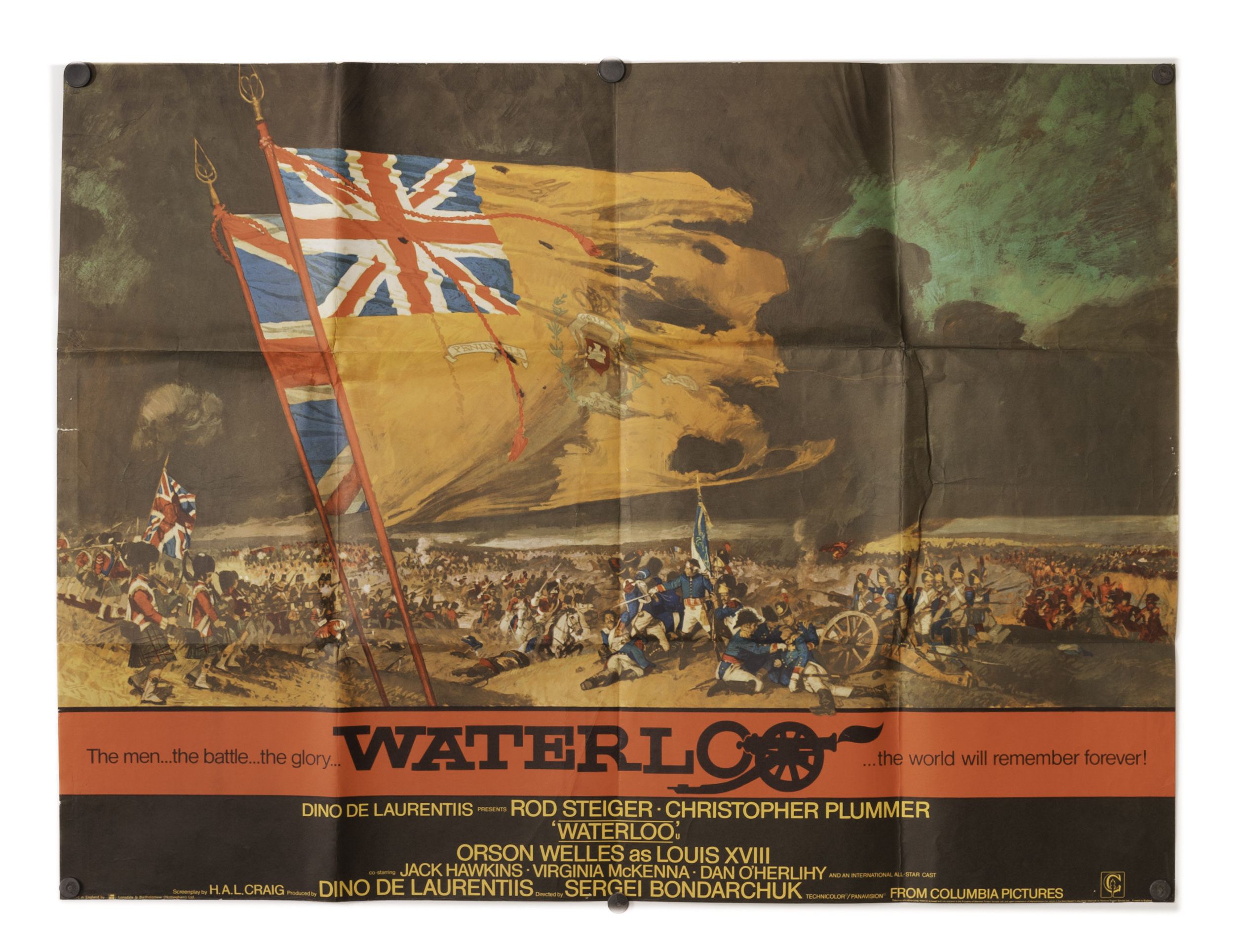 Waterloo: Original UK quad poster for the 1970 film, folded with some ...