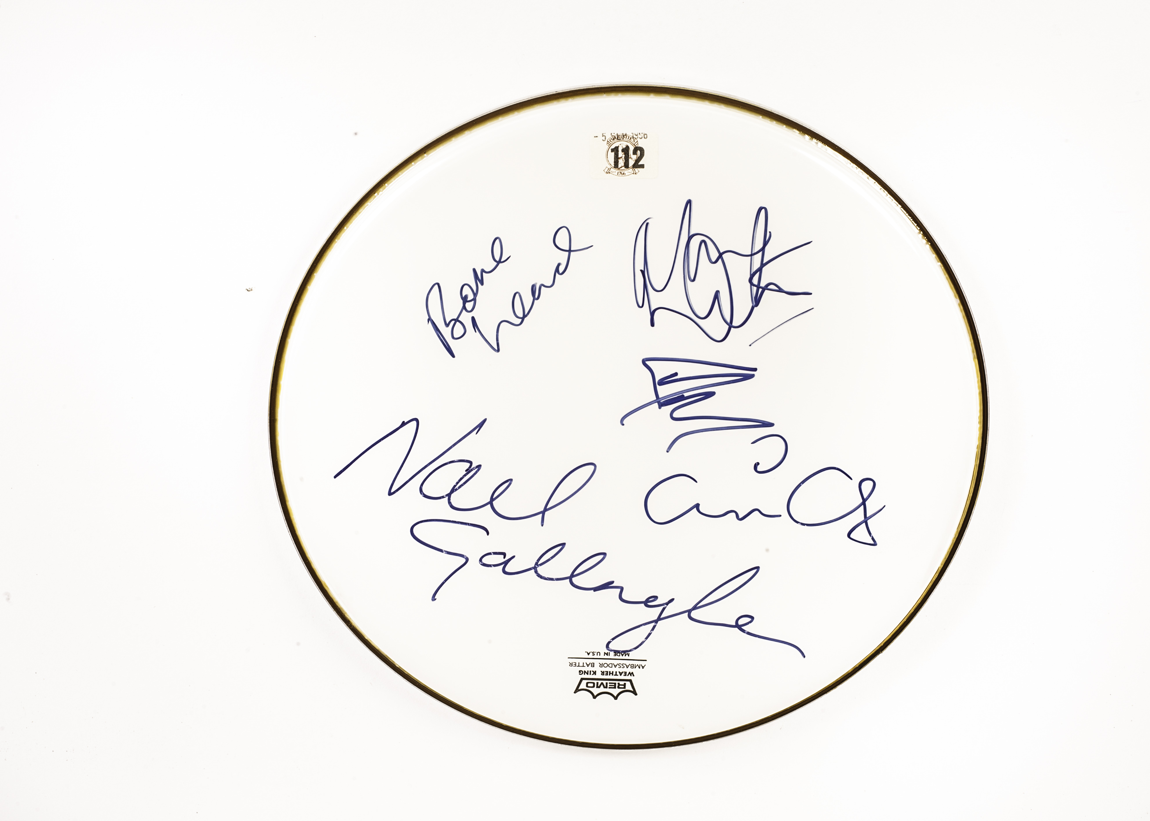Oasis: An autographed drumhead by Noel & Liam Gallagher, Bone Head ...