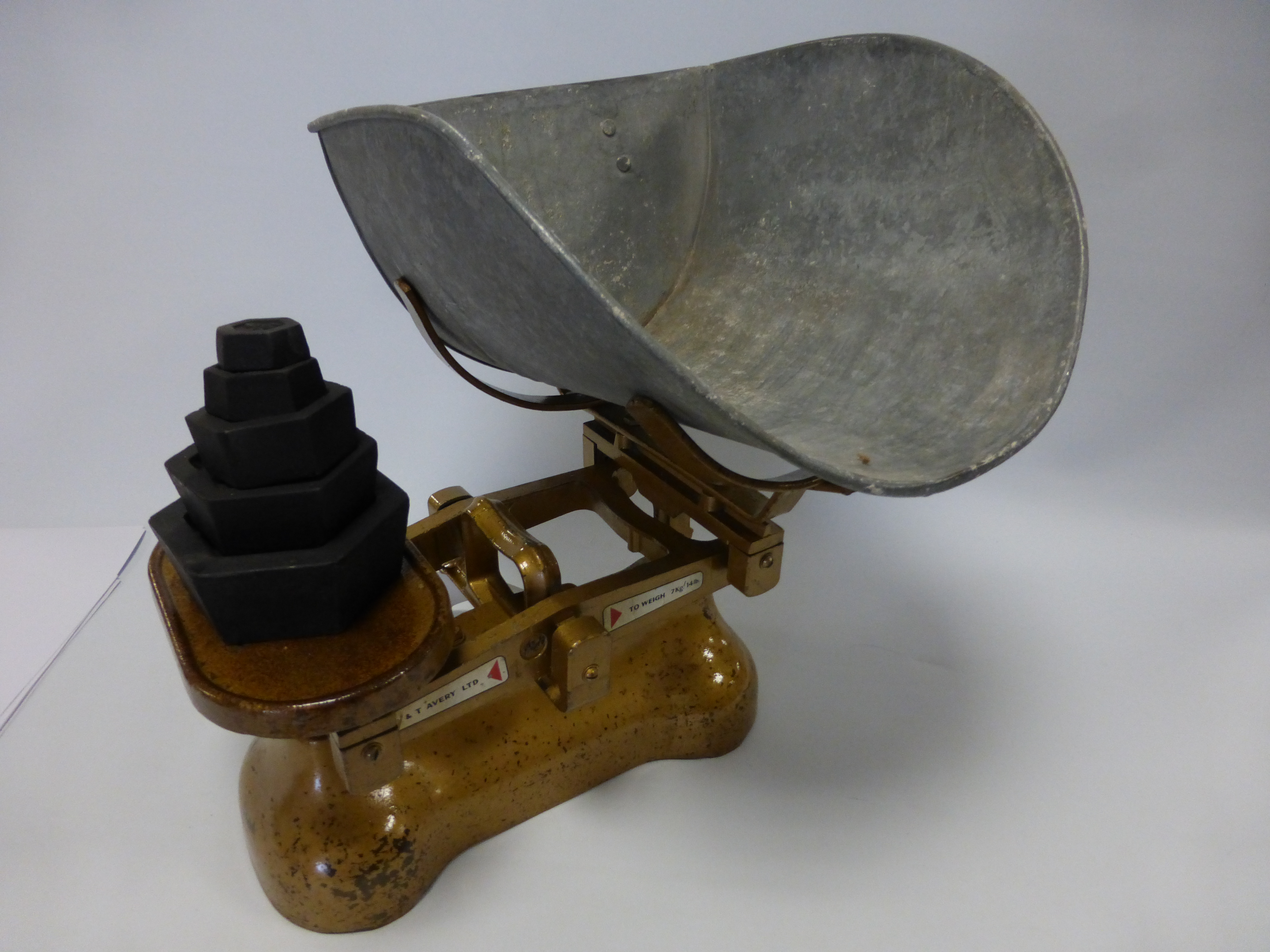 W & T Avery Ltd Birmingham, 14lb Corn Merchants scales 1973 dual weight ...