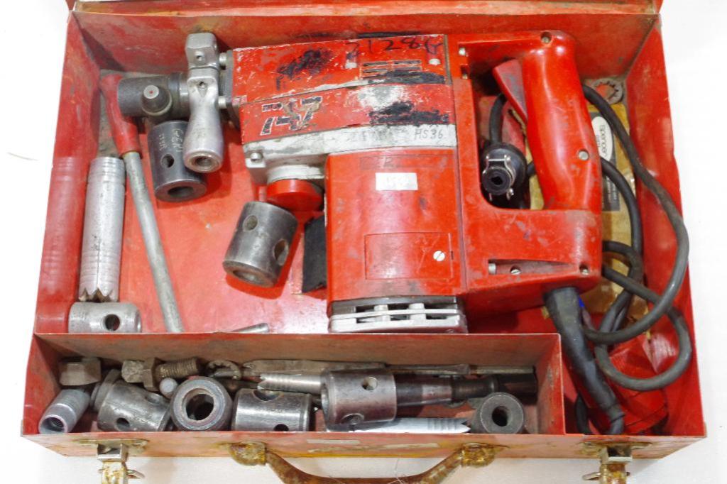 RED HEAD Roto Stop Hammer Drill M/N 747 w/ Metal Tool Case