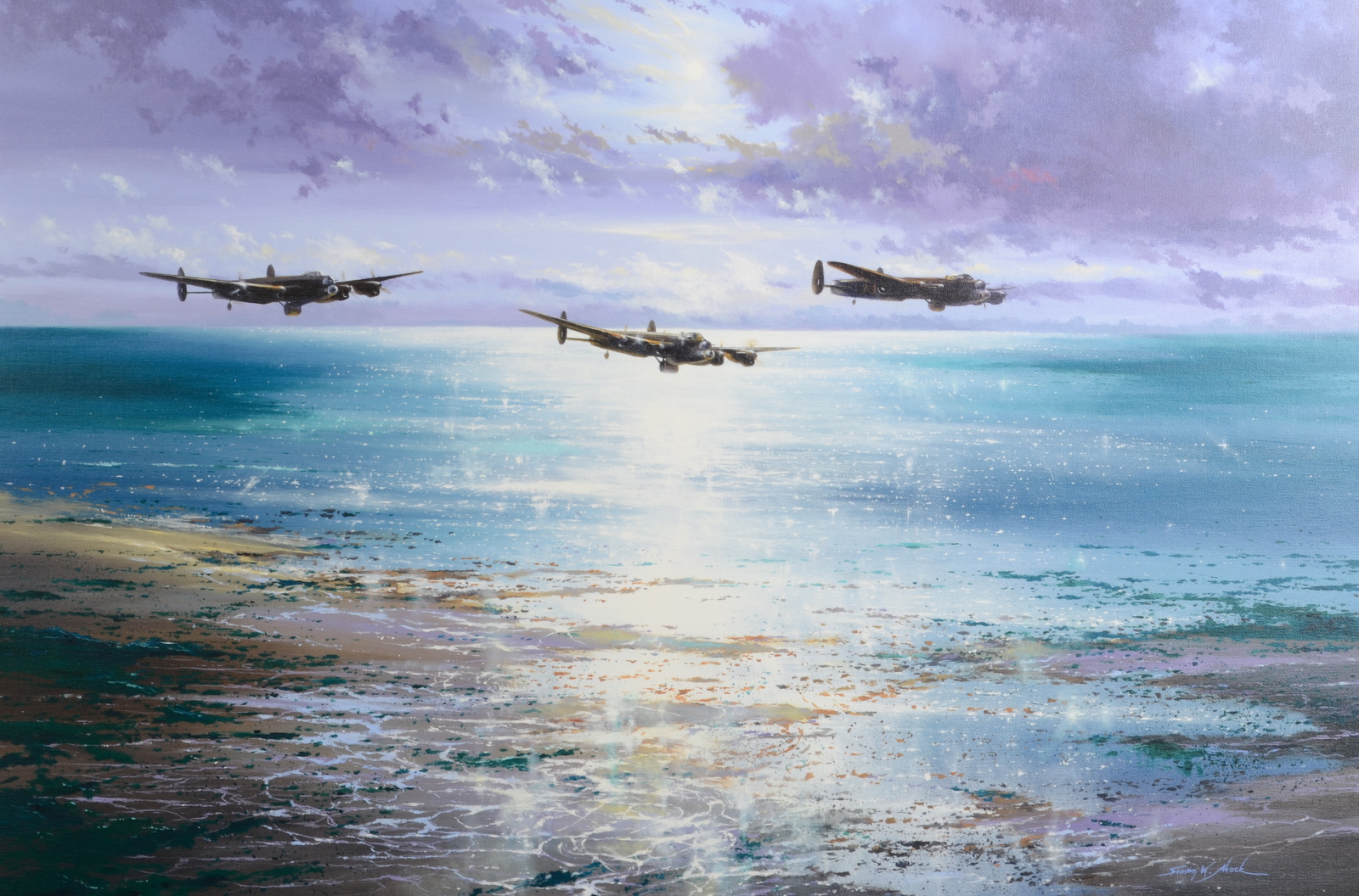 SIMON W ATACK Crossing The Coast Print on canvas Signed and inscribed ...