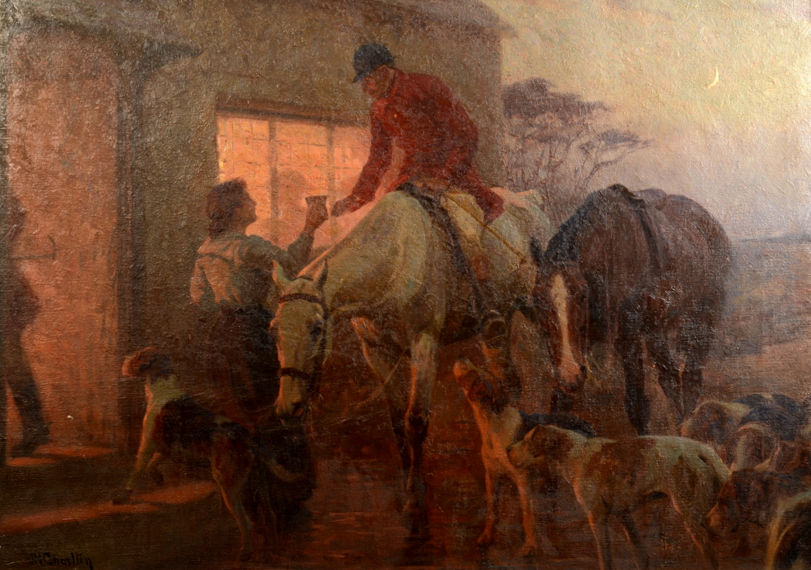 JOHN CHARLTON The End of The HuntOil on canvasSigned60 x 80 cm ...