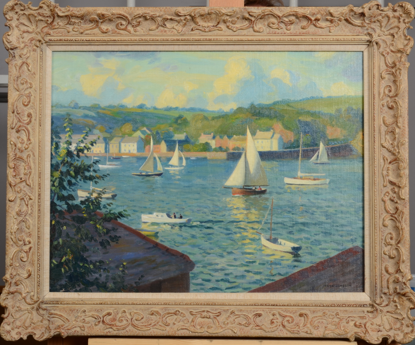 FRANK JAMESON From Falmouth towards Flushing Oil on canvas Signed 35 x 45cm
