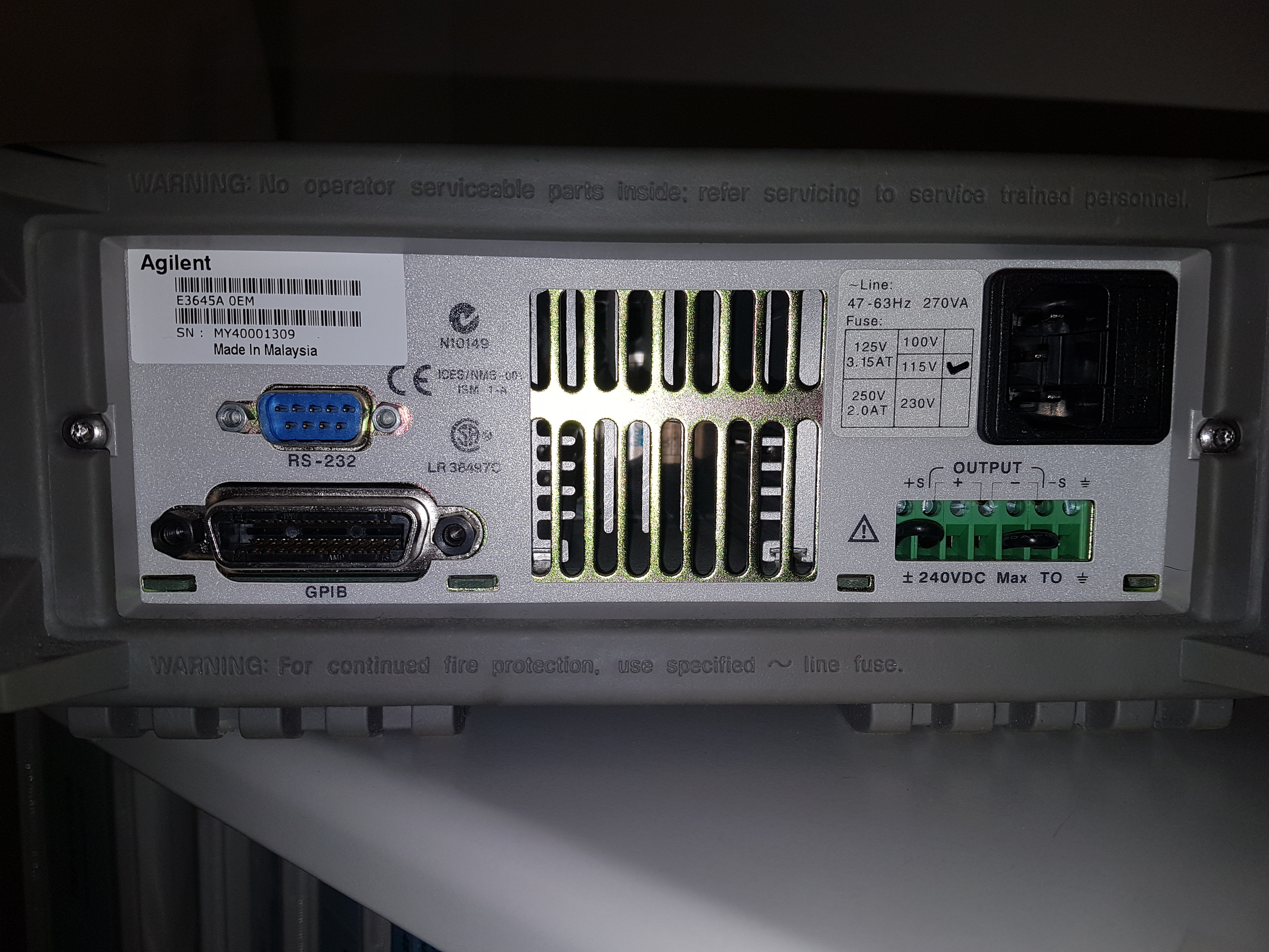 Agilent "E3645A" DC Power Supply 0-35V, S/N 2.2A/0-60V, S/N 1.3A, S/N ...