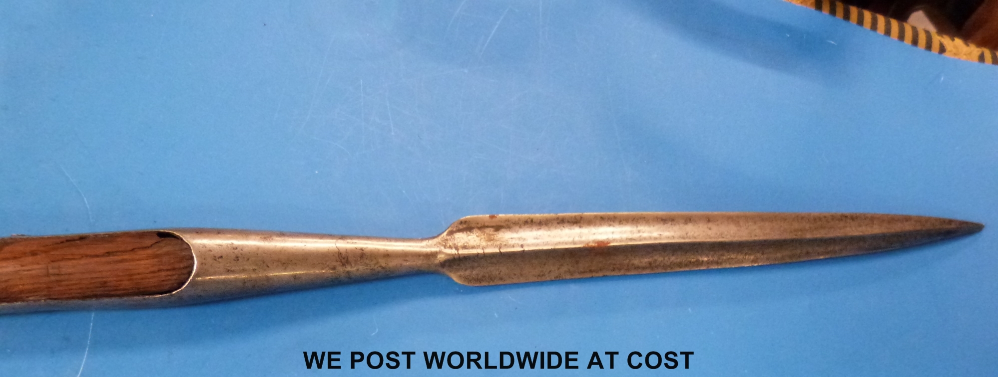 An 18th / 19thC naval boarding pike with impressed 'HMS Raven, Downs ...