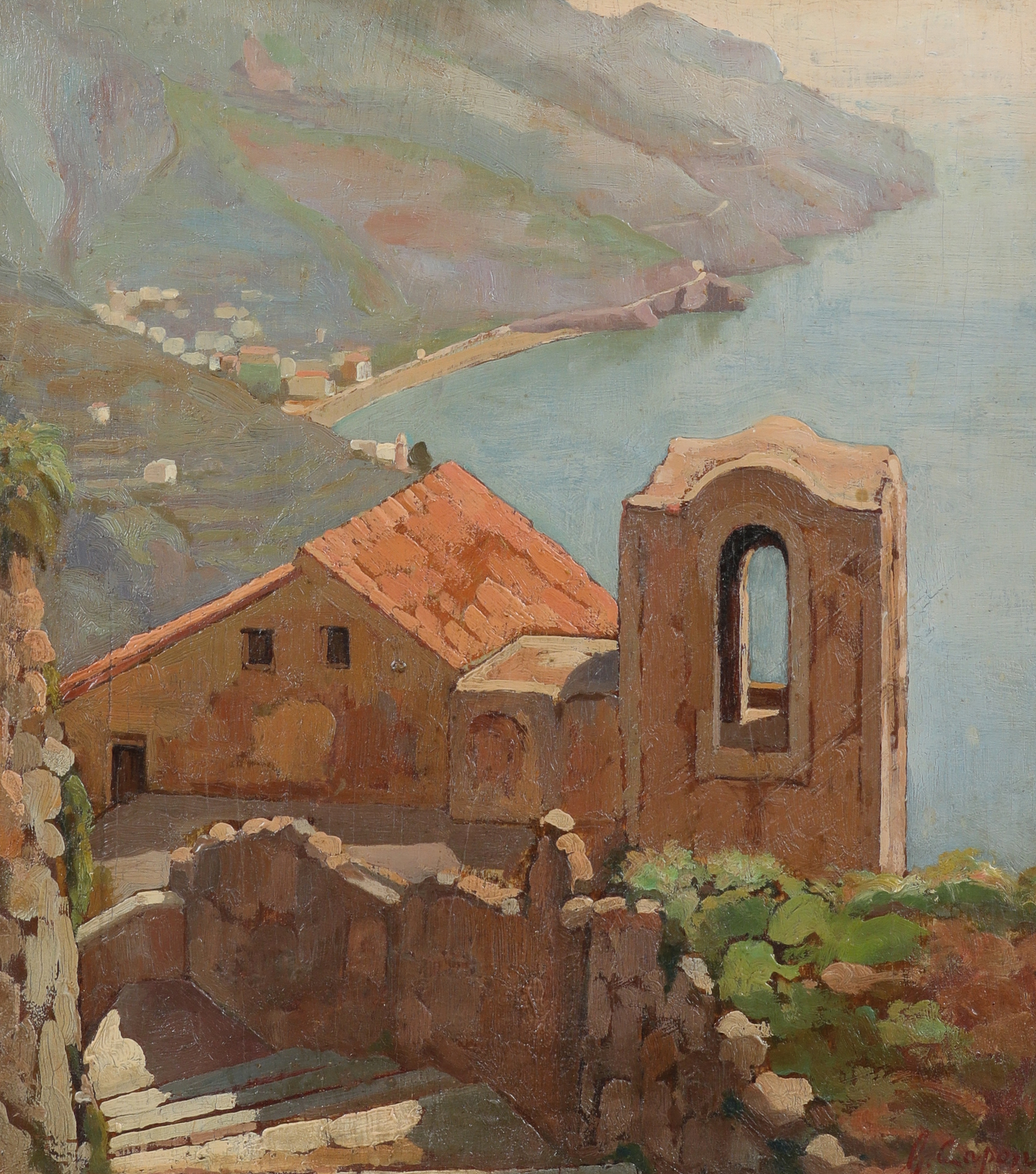 Gaetano Capone (Italian 1845-1924) A view of the Amalfi Coast from ...