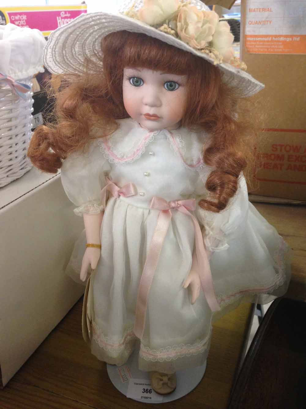 'Janice' - Alberon Dolls, collectible porcelain doll on stand. Dress ...