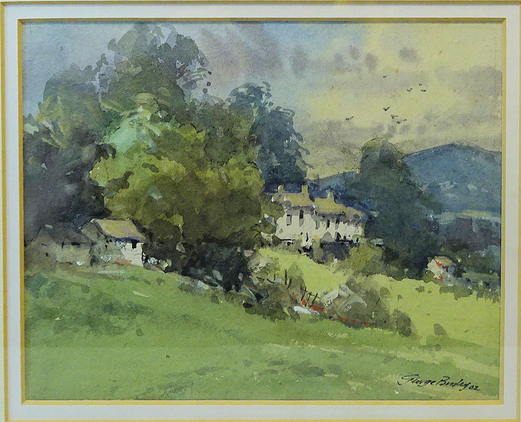•GEORGE BUSBY (1926 - 2005), "Low Nest Farm, Keswick", Watercolour ...