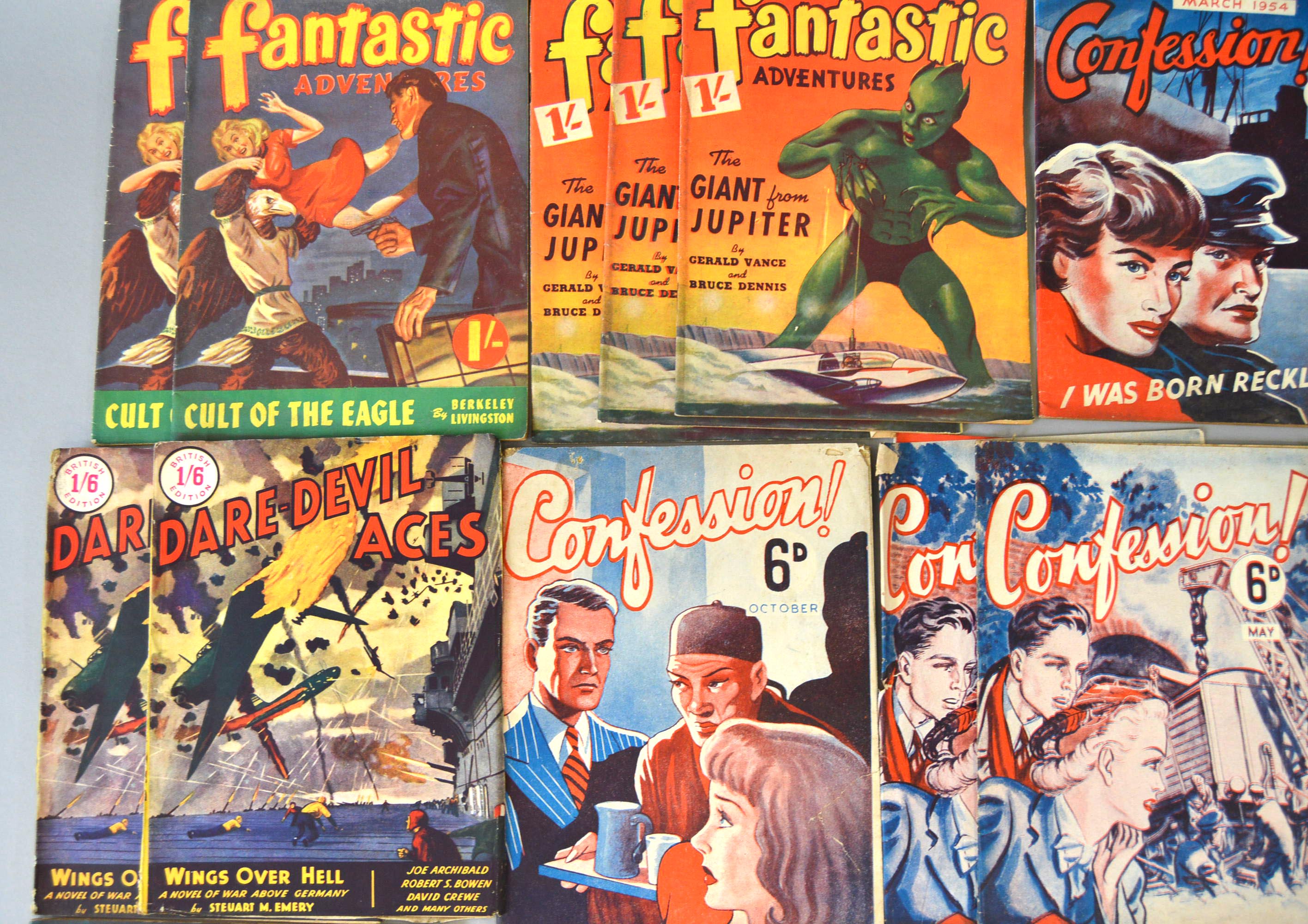 Collection of vintage 1950's - 60's comics & pulp magazines including ...