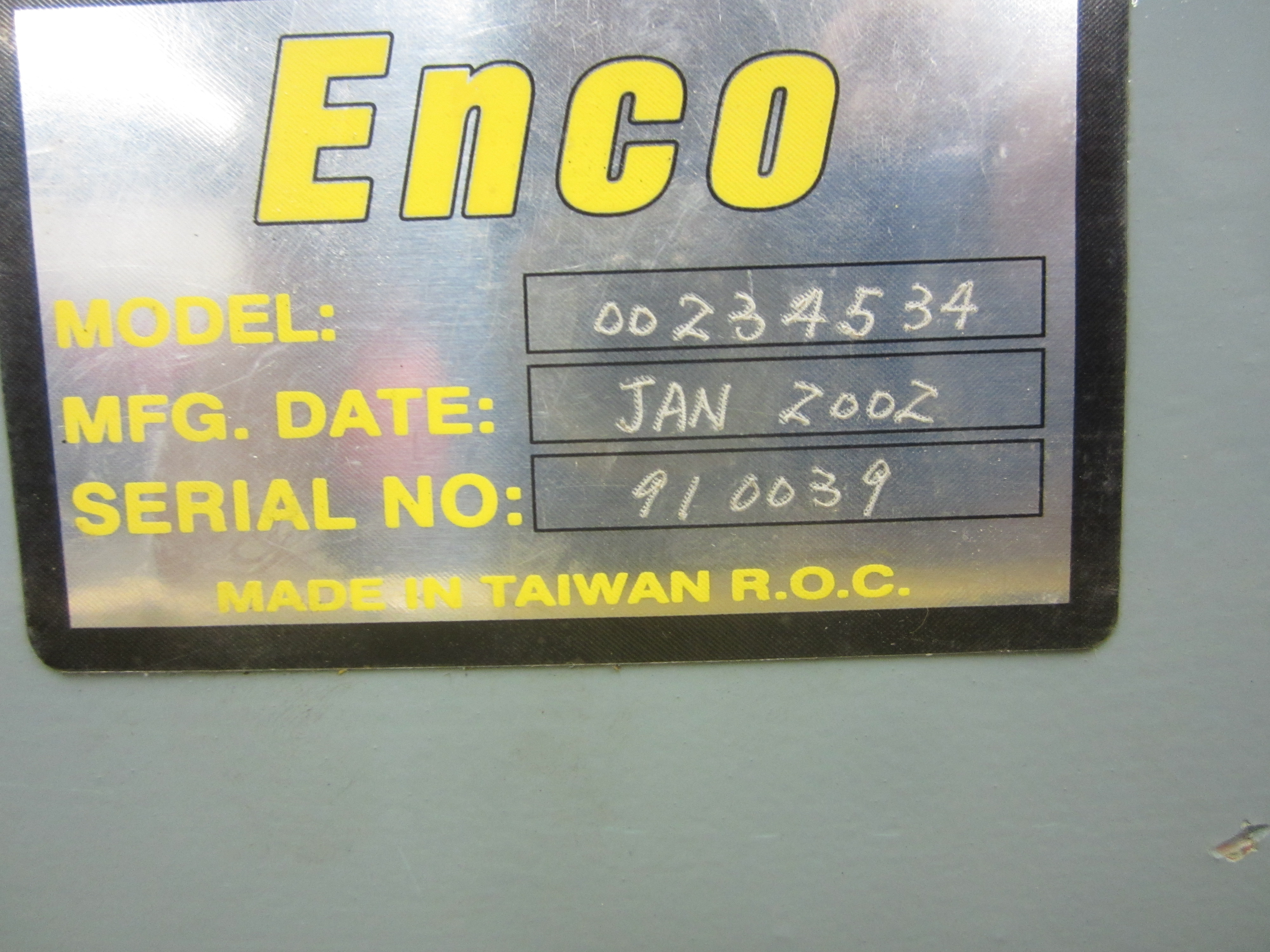 Enco Model 00234534 52" x 16 Ga. Hydraulic Shear, SN 910039, Manual ...