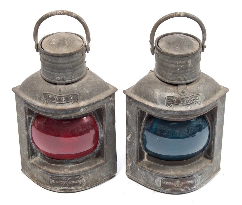 A pair of ship's lamps by Simpson & Lawrence, Glasgow:, for 'Port' and ...