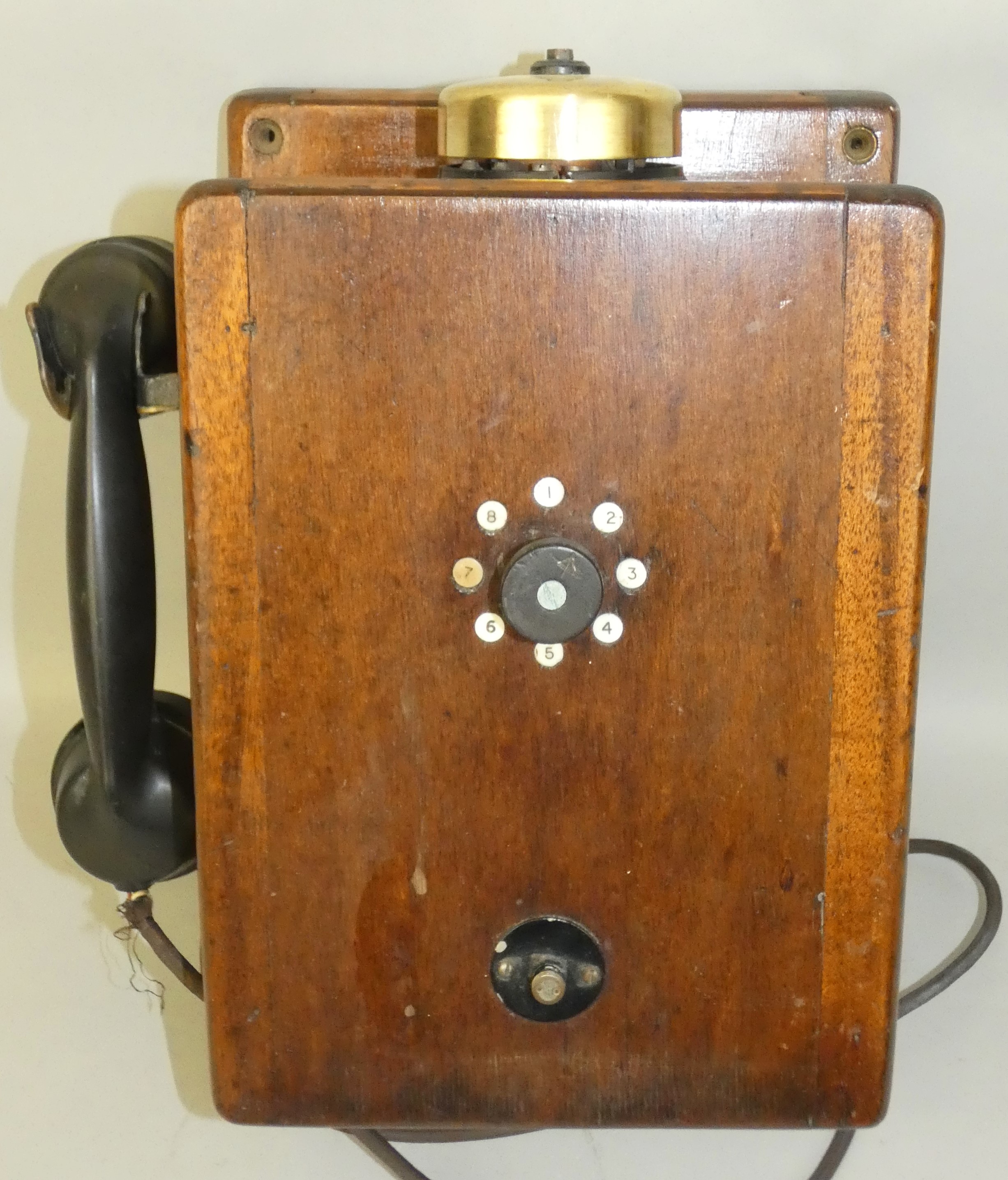 A railway signal line box telephone in mahogany case, with Ericsson ...