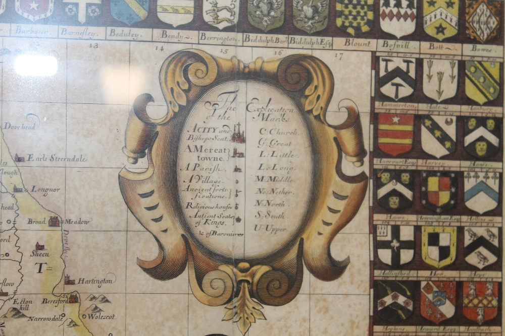 ROBERT PLOT MAP OF STAFFORDSHIRE c.1686, map surrounded by shields ...