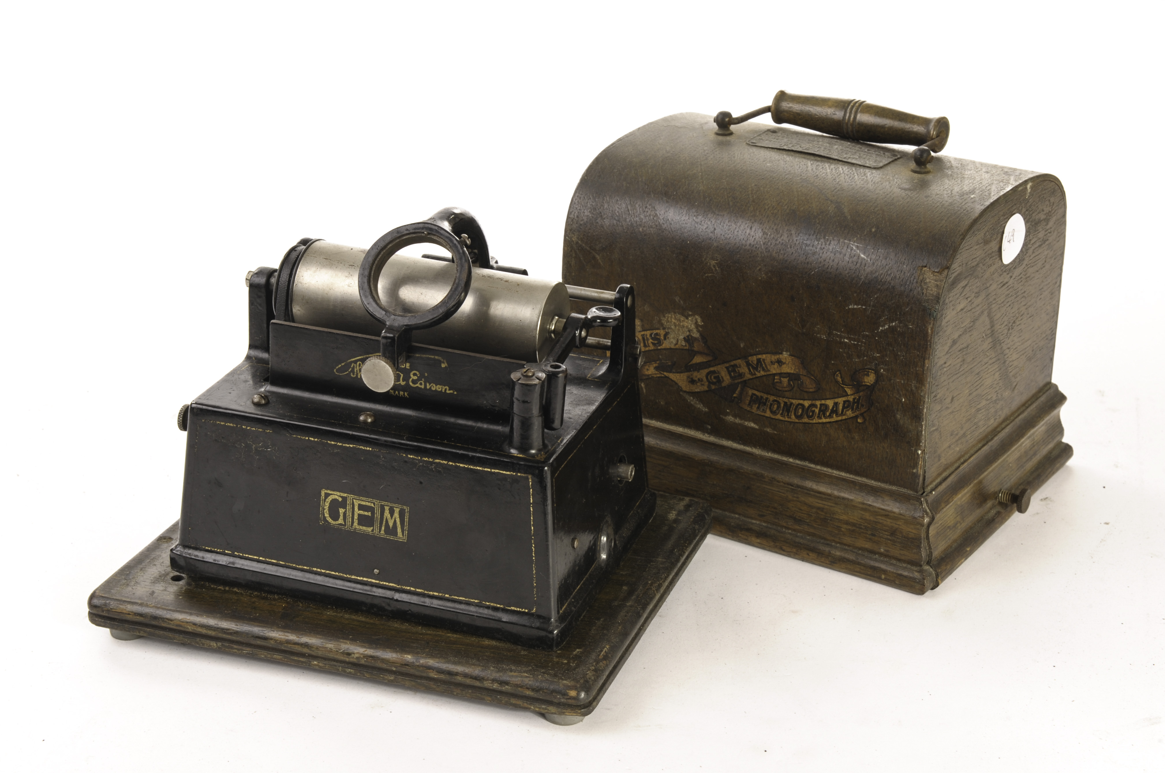 Phonograph: an Edison Gem, Model A, with Edison-Bell plaque on lid (no ...