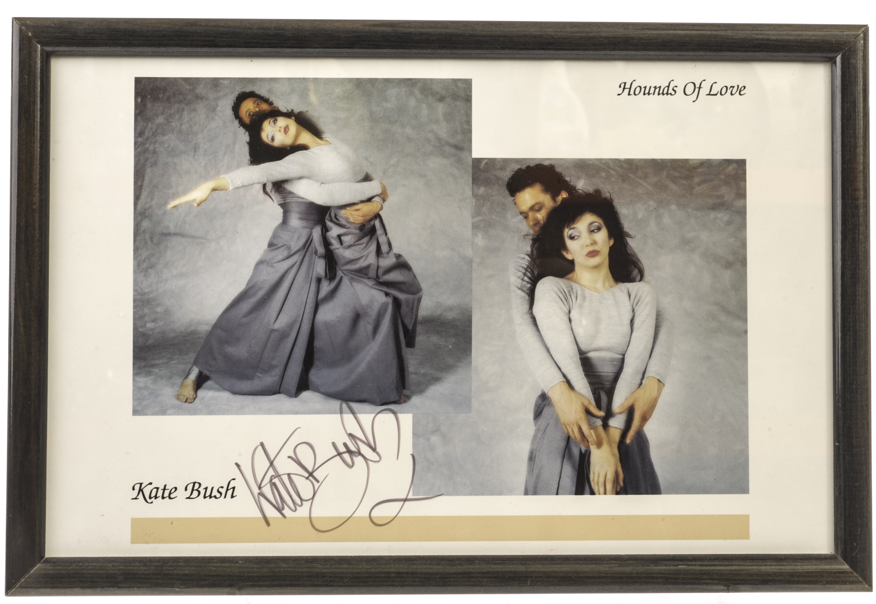 Kate Bush Autograph: Framed and glazed ‘Hounds Of Love’ promo card ...