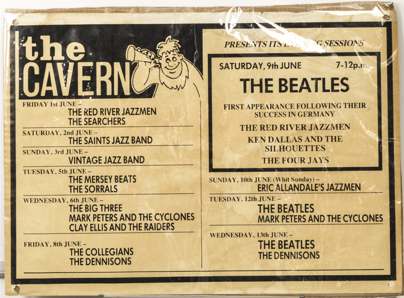 The Beatles / Cavern Club Poster for The Club for dates in June 1962 ...