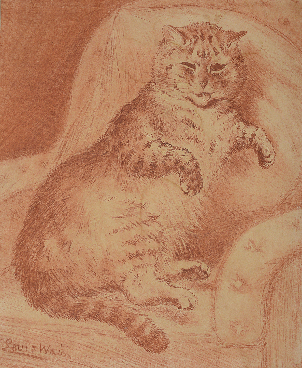 Louis Wain (British 1860-1939) 'Seated cat' signed Louis Wain l.l ...