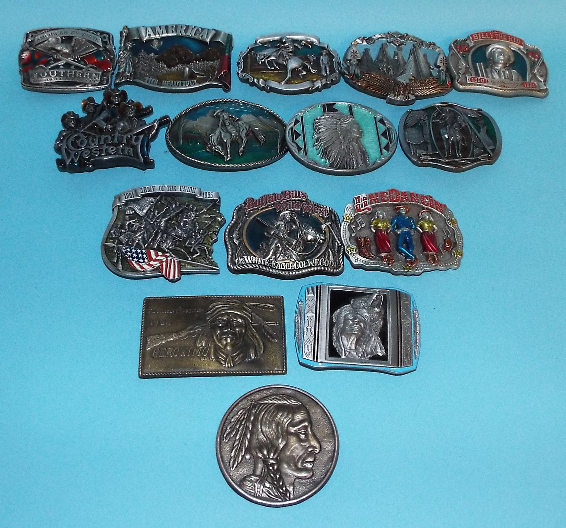 A collection of American belt buckles (approx. 100)