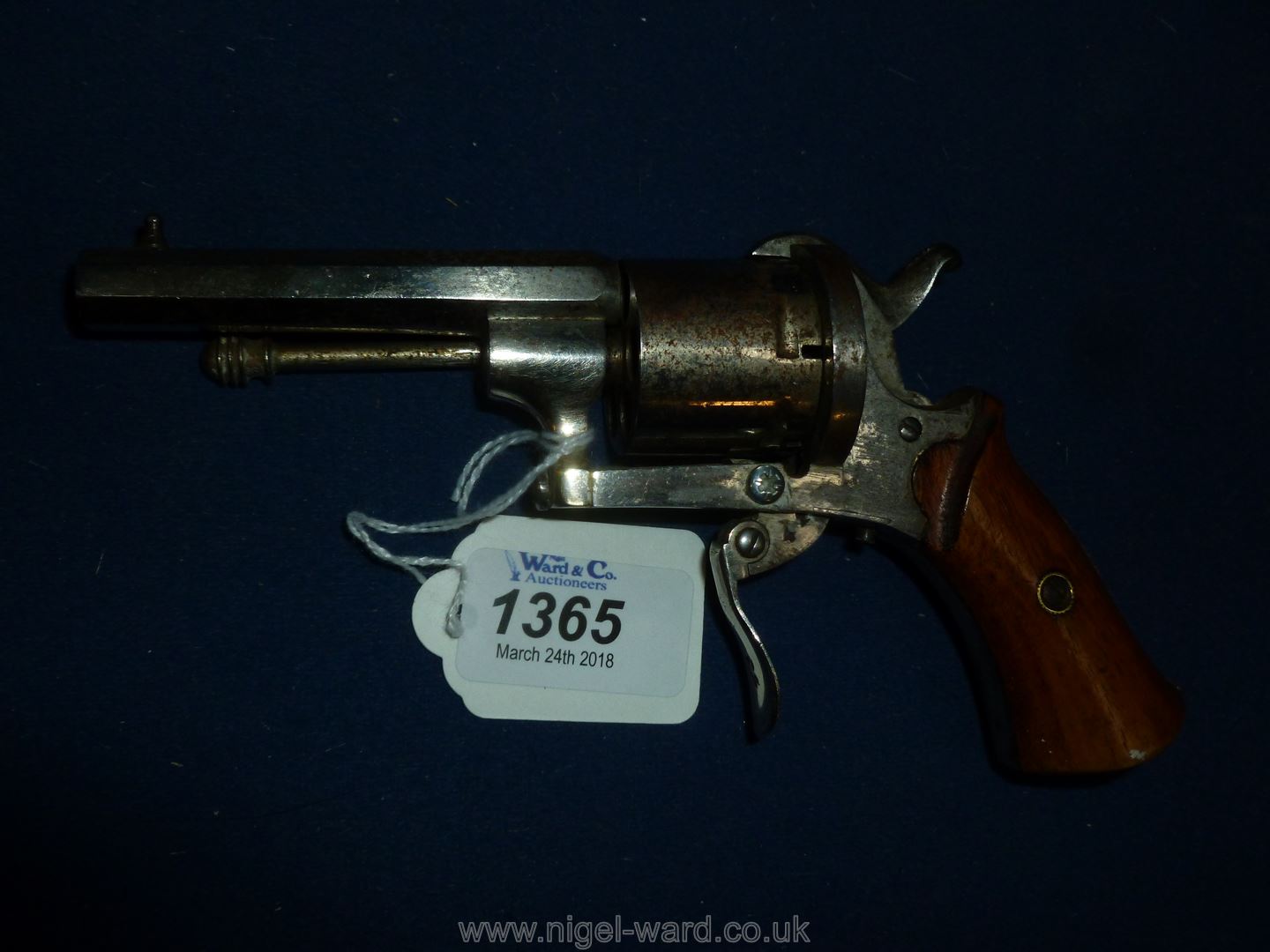 A collectable, 6-shot, pin-fire revolver having a 3" long hexagonal ...