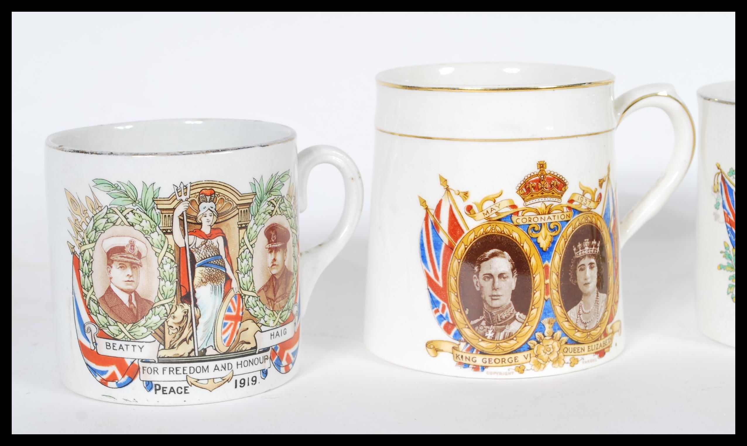 A collection of Royal commemorative mugs dating from 1919 to include ...