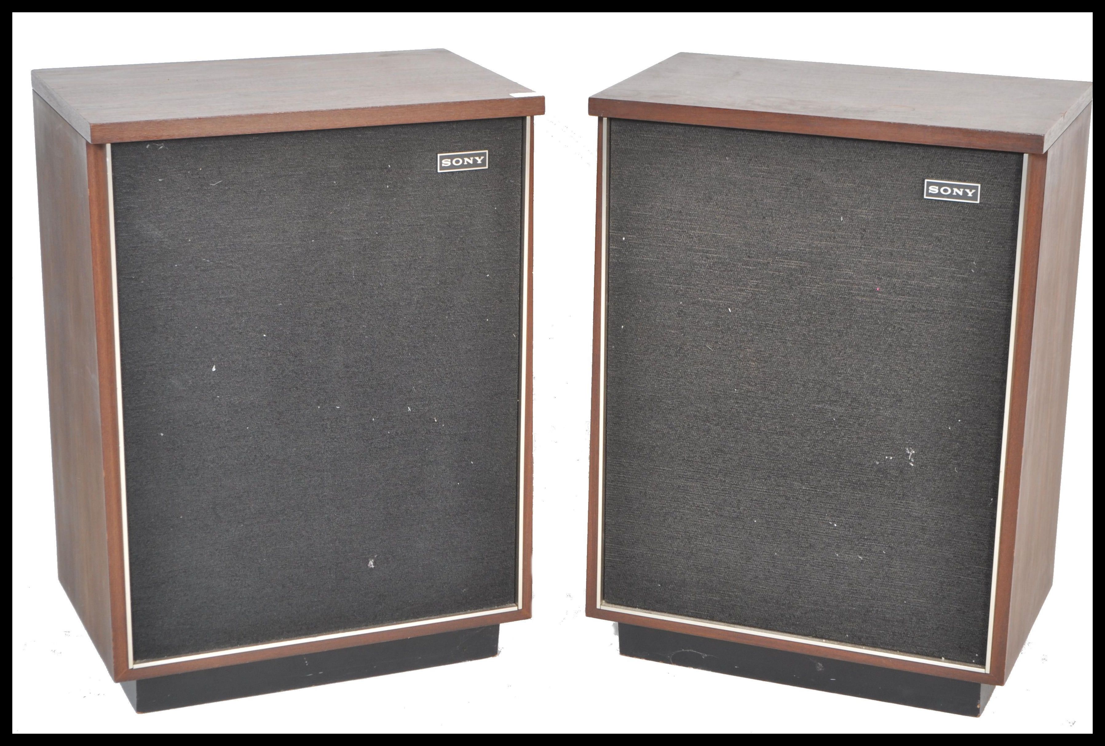 Sony speakers - A pair of vintage retro 20th Century large mahogany ...