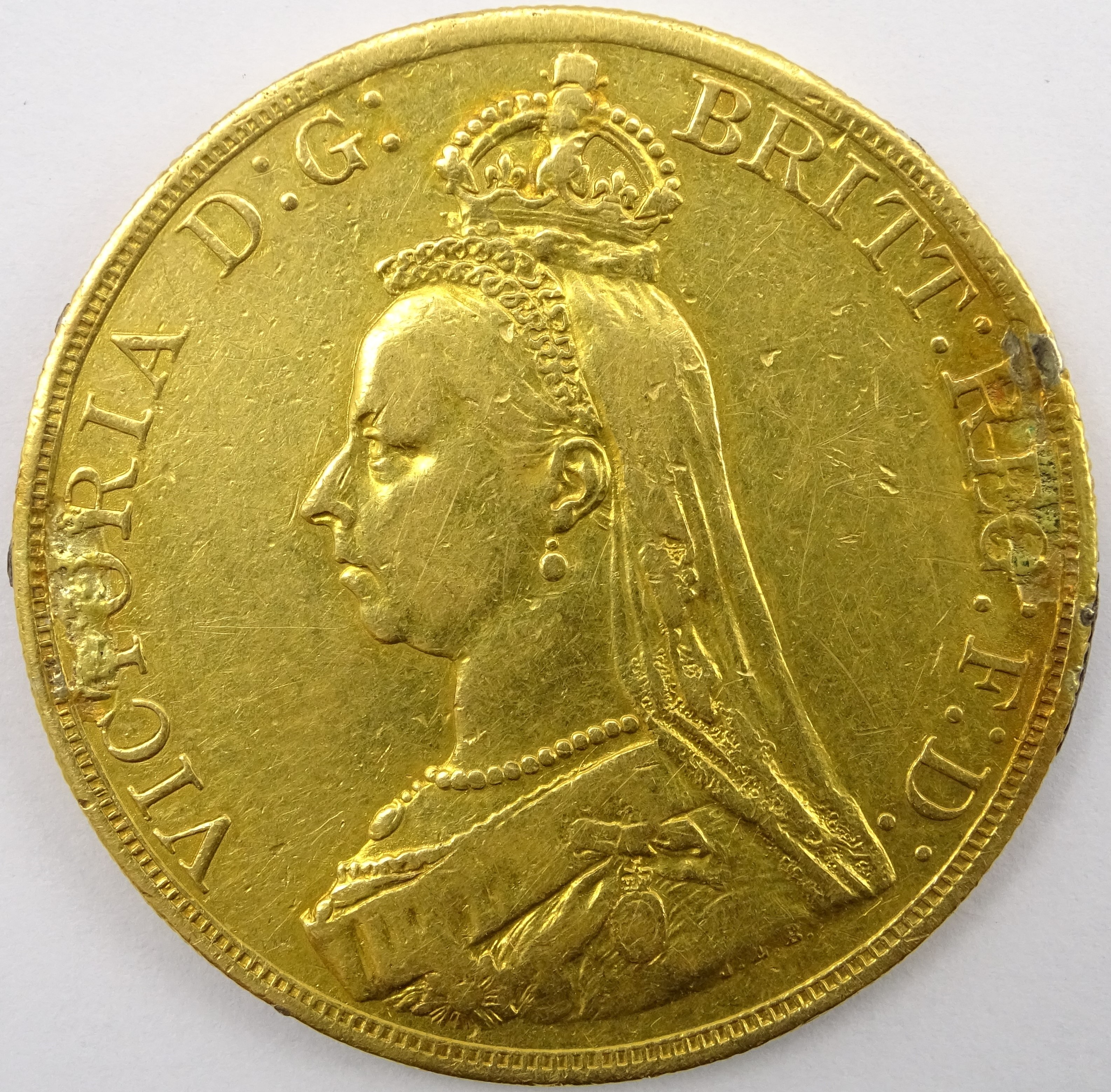Queen Victoria 1887 gold five pound coin