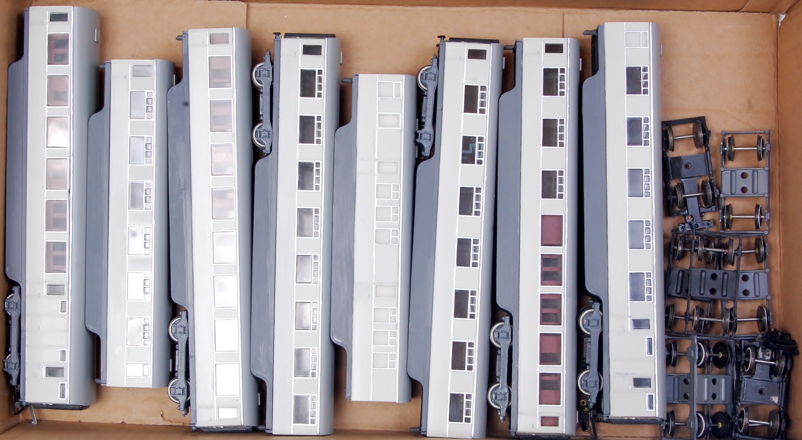 Scratch built 8 coach rake of articulated coaches to form LNER Silver ...