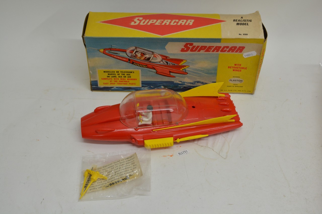 A circa 1961 boxed Mike Mercury Supercar by Plaston Toys.