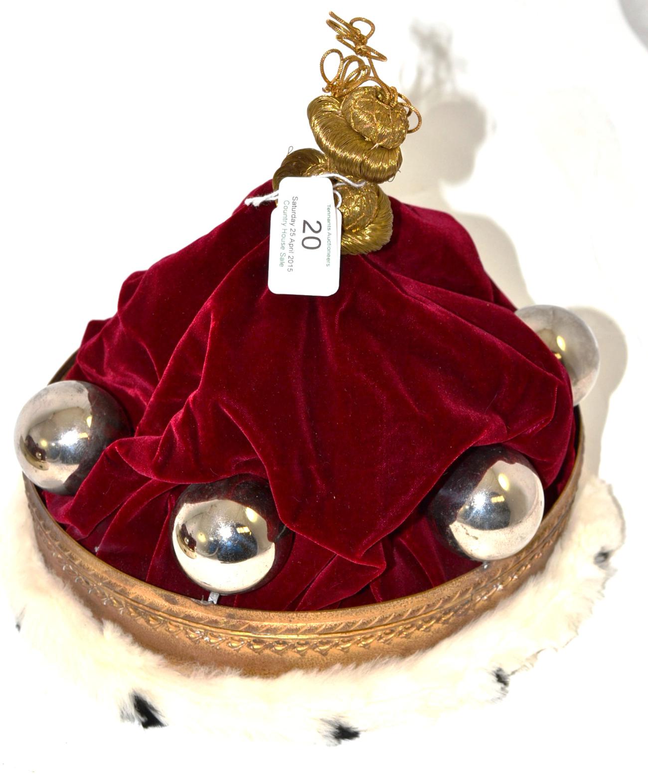 An Edwardian baron coronet, with six silvered metal pearls mounted on a ...