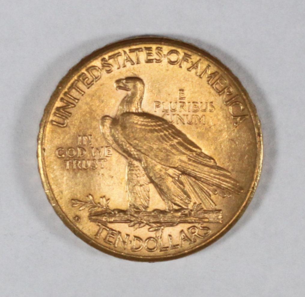 A 1910 Gold Ten Dollar Coin, Indian Head obverse, Eagle Reverse, approx ...