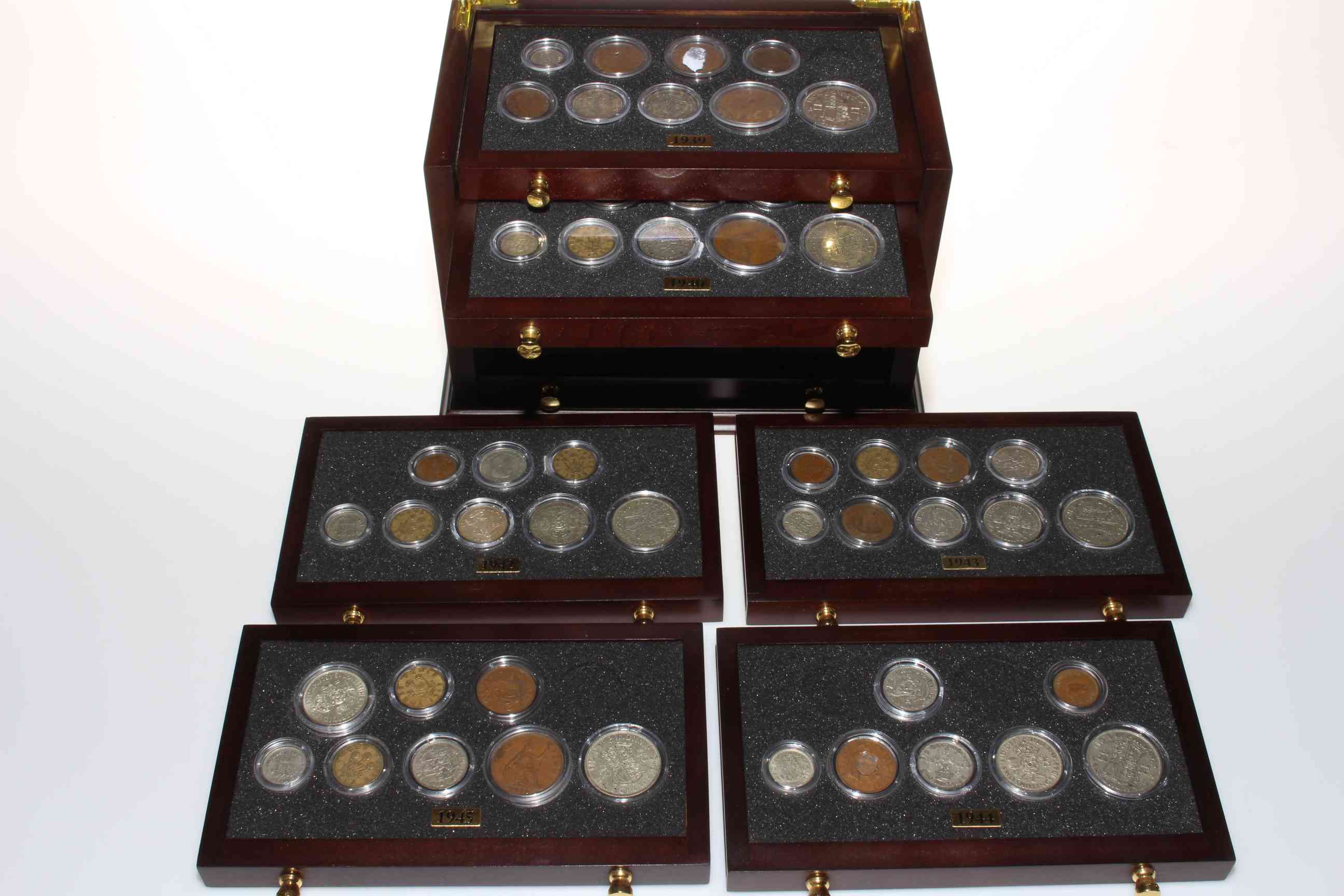 British Coins of World War Two in year sets 1919-1945, part collection ...