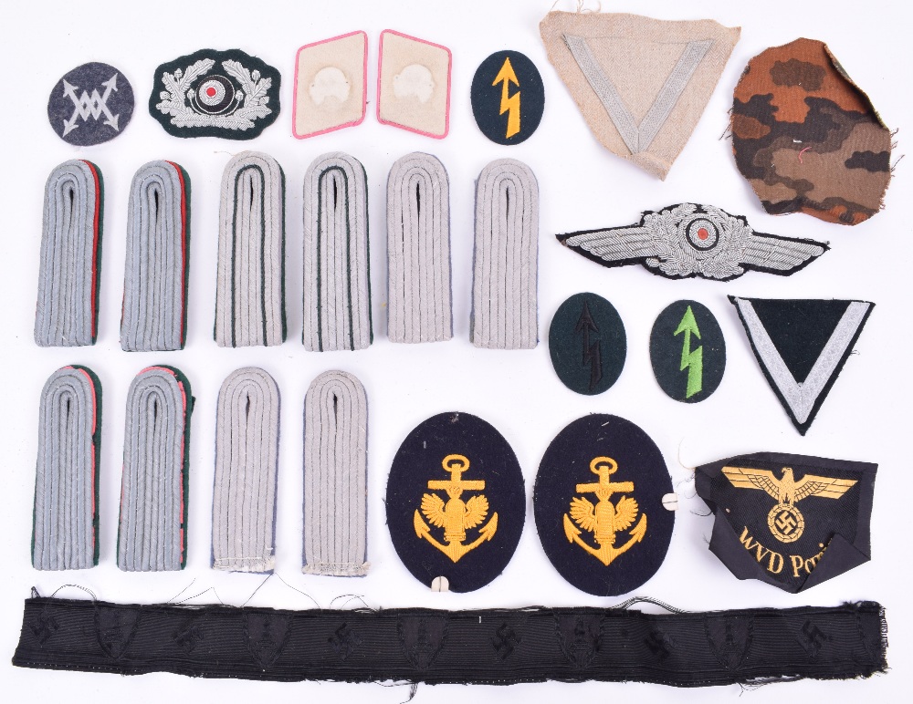 Selection of WW2 German Cloth Insignia, including 5x pairs of officers ...