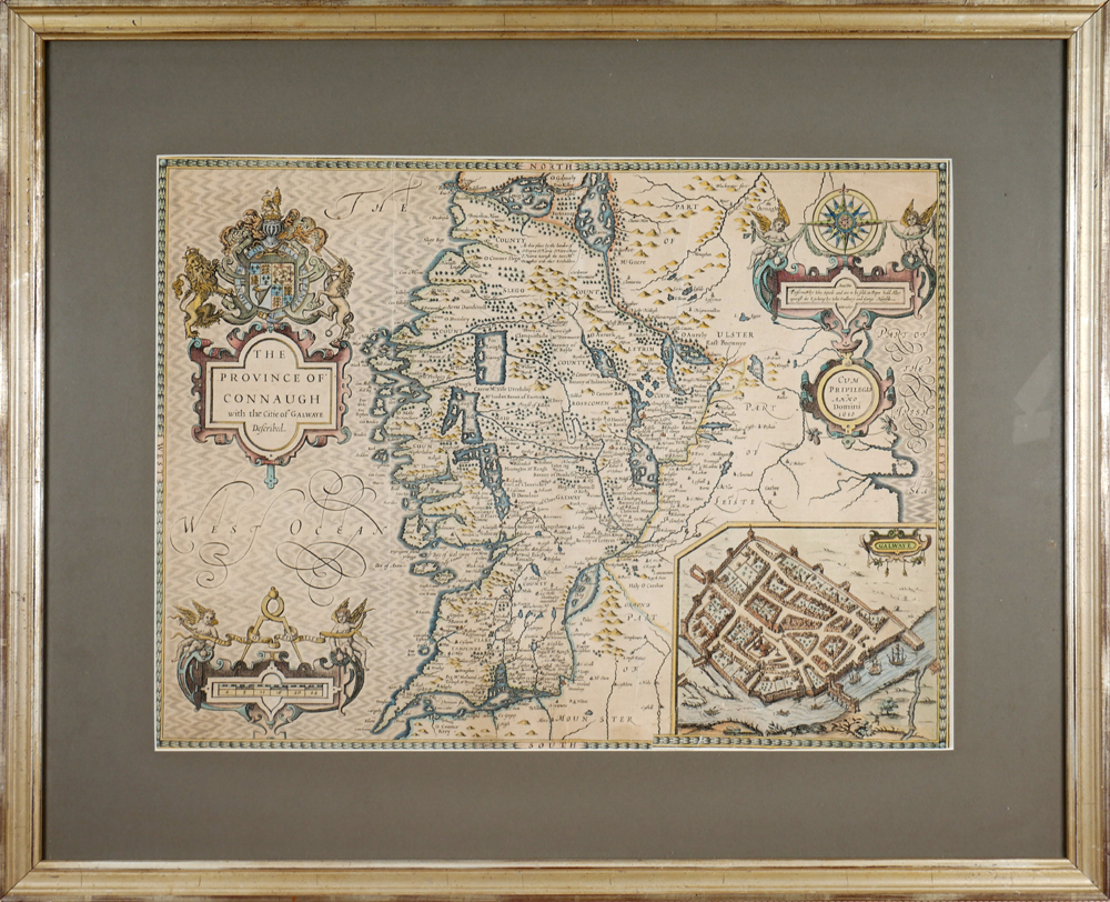 1616 John Speed, Map of Connaught. A hand-coloured engraved map of the ...