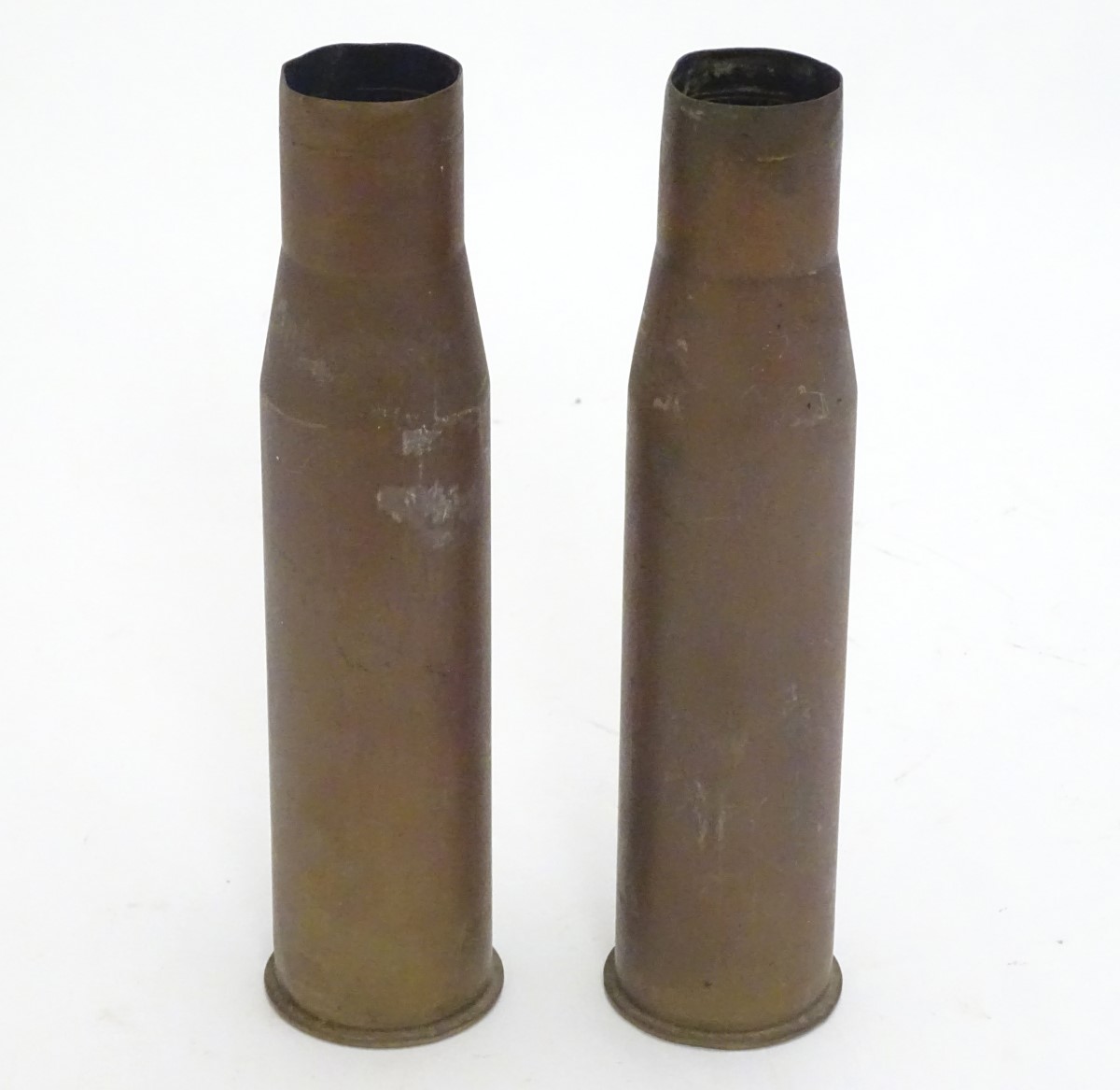 Militaria: a pair of 20thC 40mm Bofors cannon shell cases, headstamped ...
