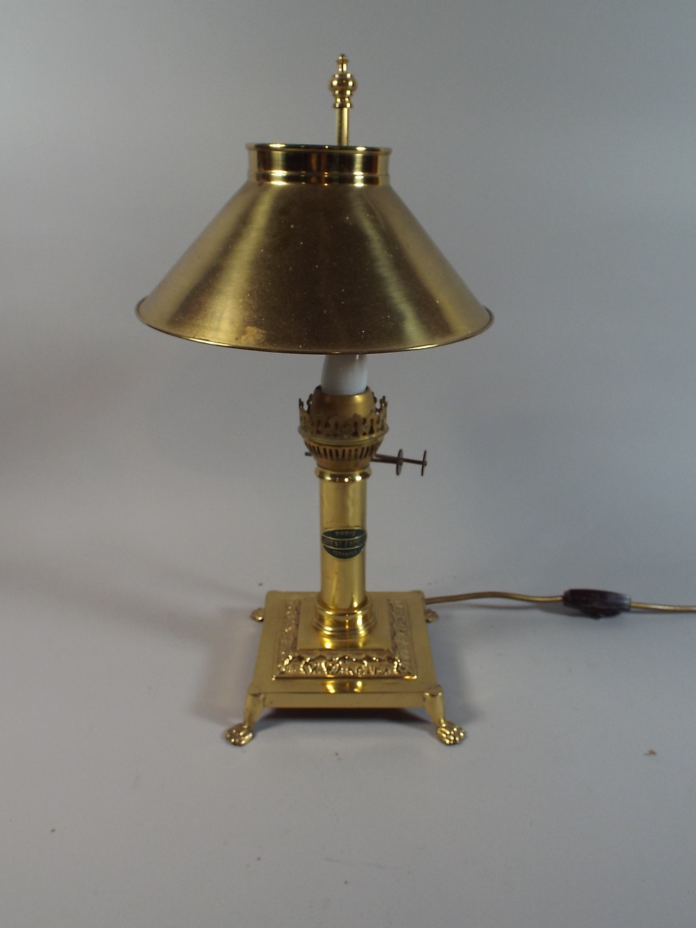 A Reproduction Brass Table Lamp, Orient Express, Paris/Istanbul, 50cm High