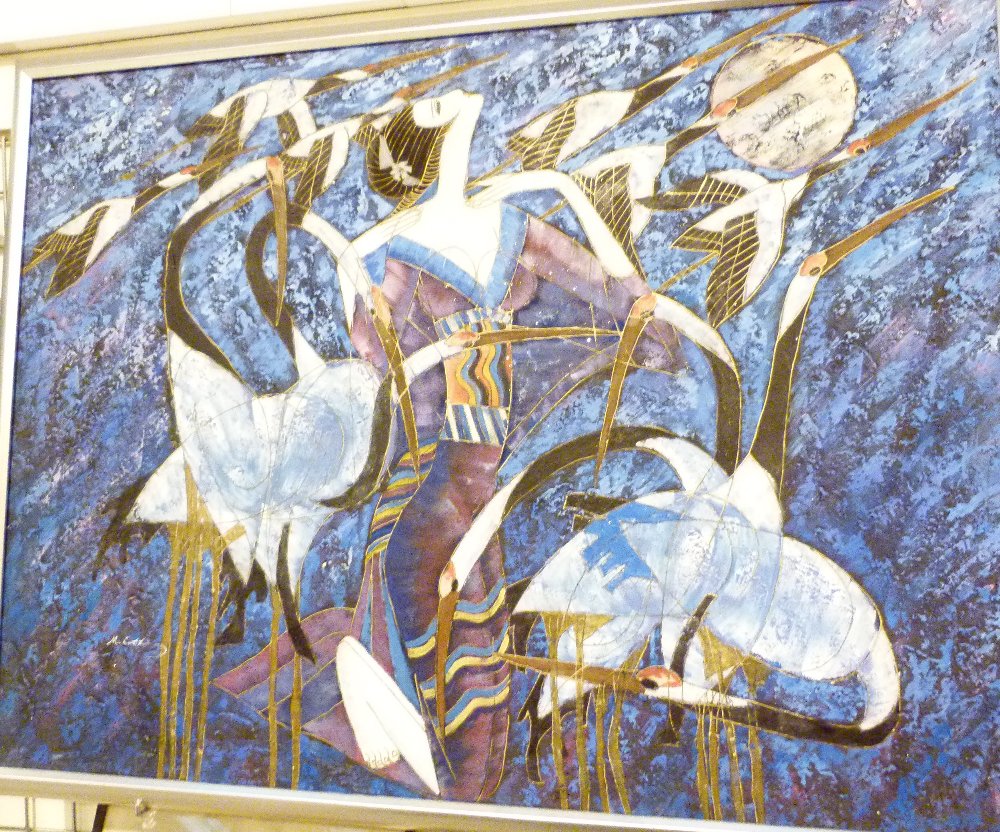 M. LOTT OIL ON CANVAS. M,Lott signed oil on canvas Art Deco Lady with ...